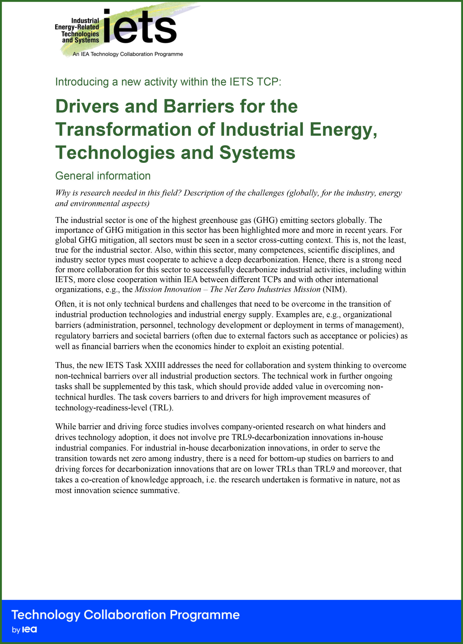 Drivers and Barriers for the Transformation of Industrial Energy ...